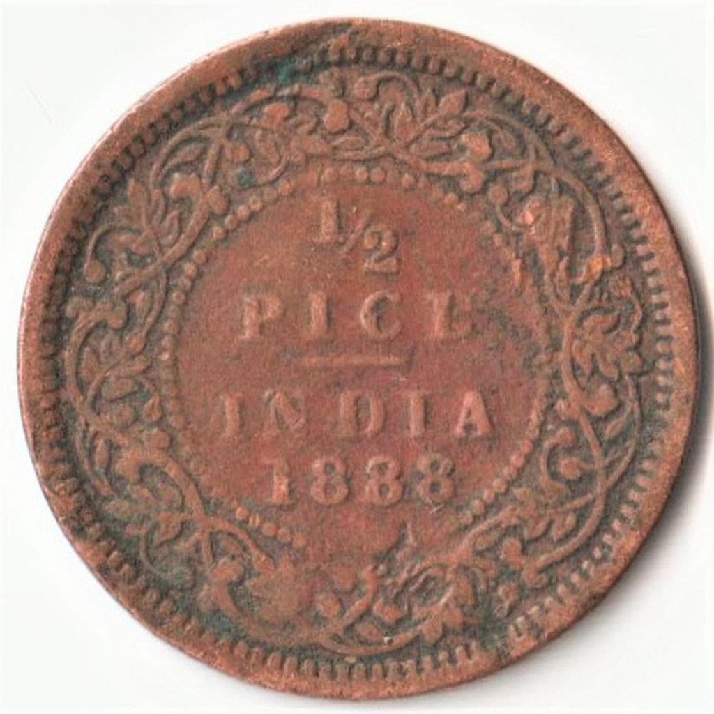 Extremely Rare 1/2 Pice 1888 of Victoria Empress of Copper British ...