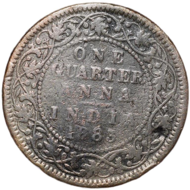 Copper 1/4 Anna of Victoria Empress (AD 1883) of Calcutta Mint Rare ...