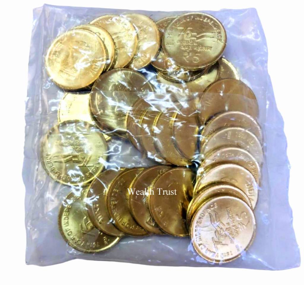 Rs 5 Rupee New Coin RBI 30 Coin 75 Year Of Independence Packet India ...