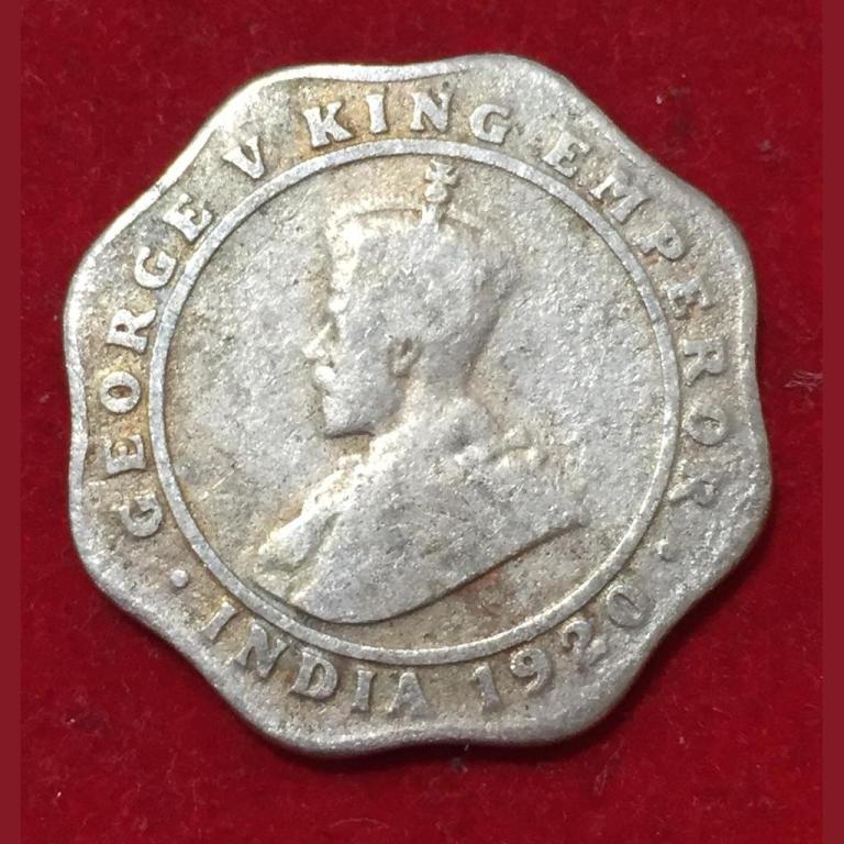4 Anna's 1920 George V British India Rare Coin #N45 - Coinbazzar.com