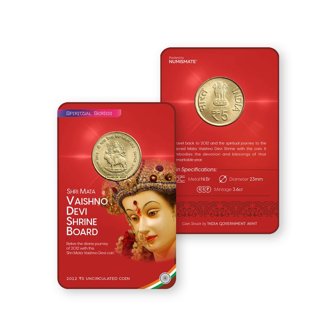 Rs 5 India Government Issue Mata Vaishno Devi Single Coin Blister Pack - Coinbazzar.com