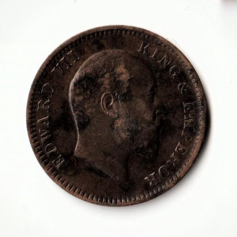 One Quarter Anna 1908 Edward VII Bronze Coin of British India Coinage ...