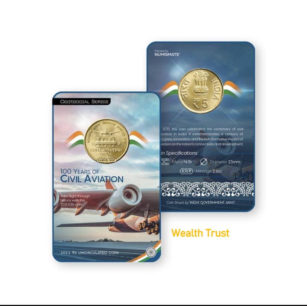 Rs 5 India Government Issue CIVIL AVIATION Coin Blister Pack ...