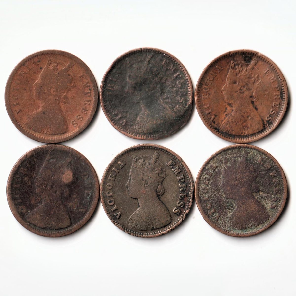 Rare 6 Coins Set of 1/2 Pice 1862 and 1898 Copper Coin of Victoria ...