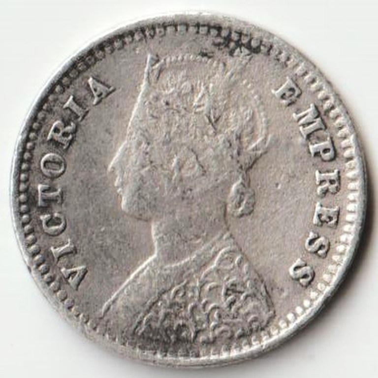 Rare Two Anna 1892 Victoria Empress of British India Small Silver ...