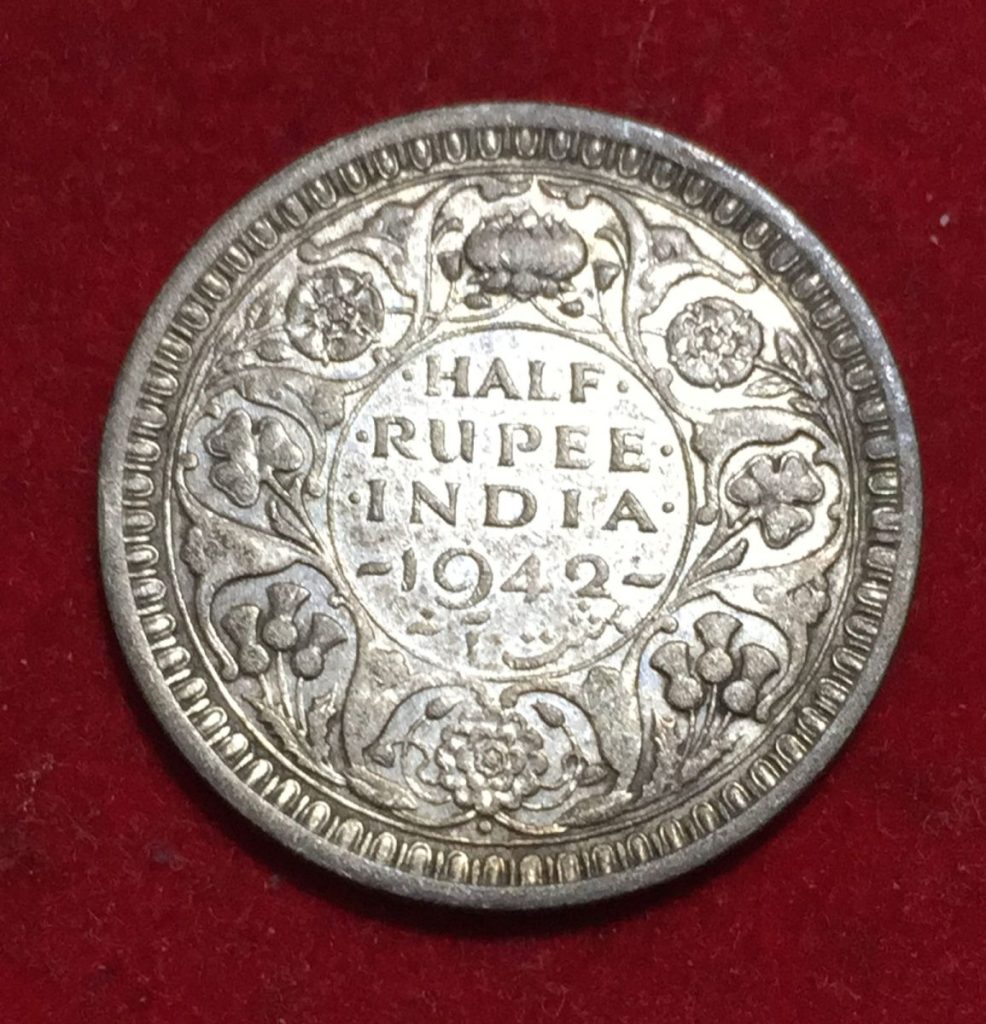 Rare 1942 ½ Rupee - George VI British - India Silver Coin #L-323 ...