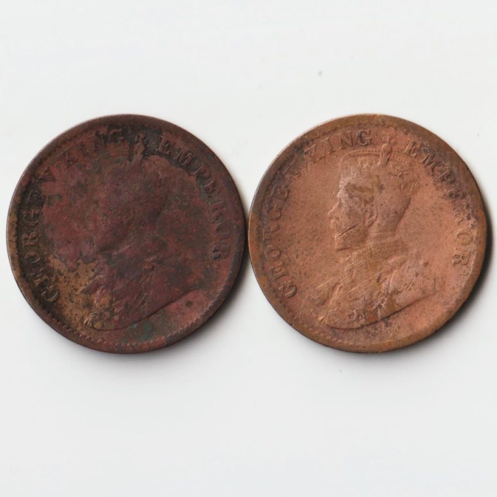 Rare Combo Set of One Quarter Anna Same Year 1911 Copper Coins of King ...