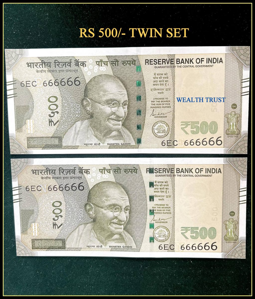 Rs 500 Twin Pair Gem Unc Very Unique Banknote Set SUPER Solid Number ...