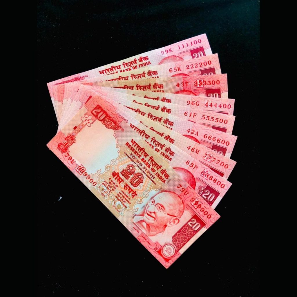 Rs 20 INDIA BANKNOTE SET 111100 to 999900 GEM UNC UNIQUE 9 Note set ...