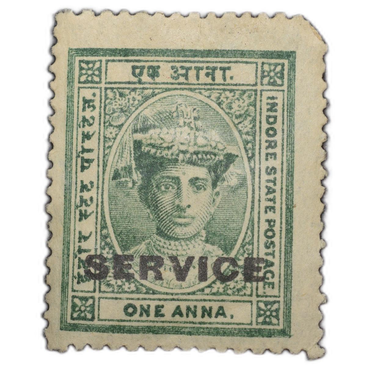 Postage Stamp of Indore State of Holkar Dynasty - Green 1 Anna ...