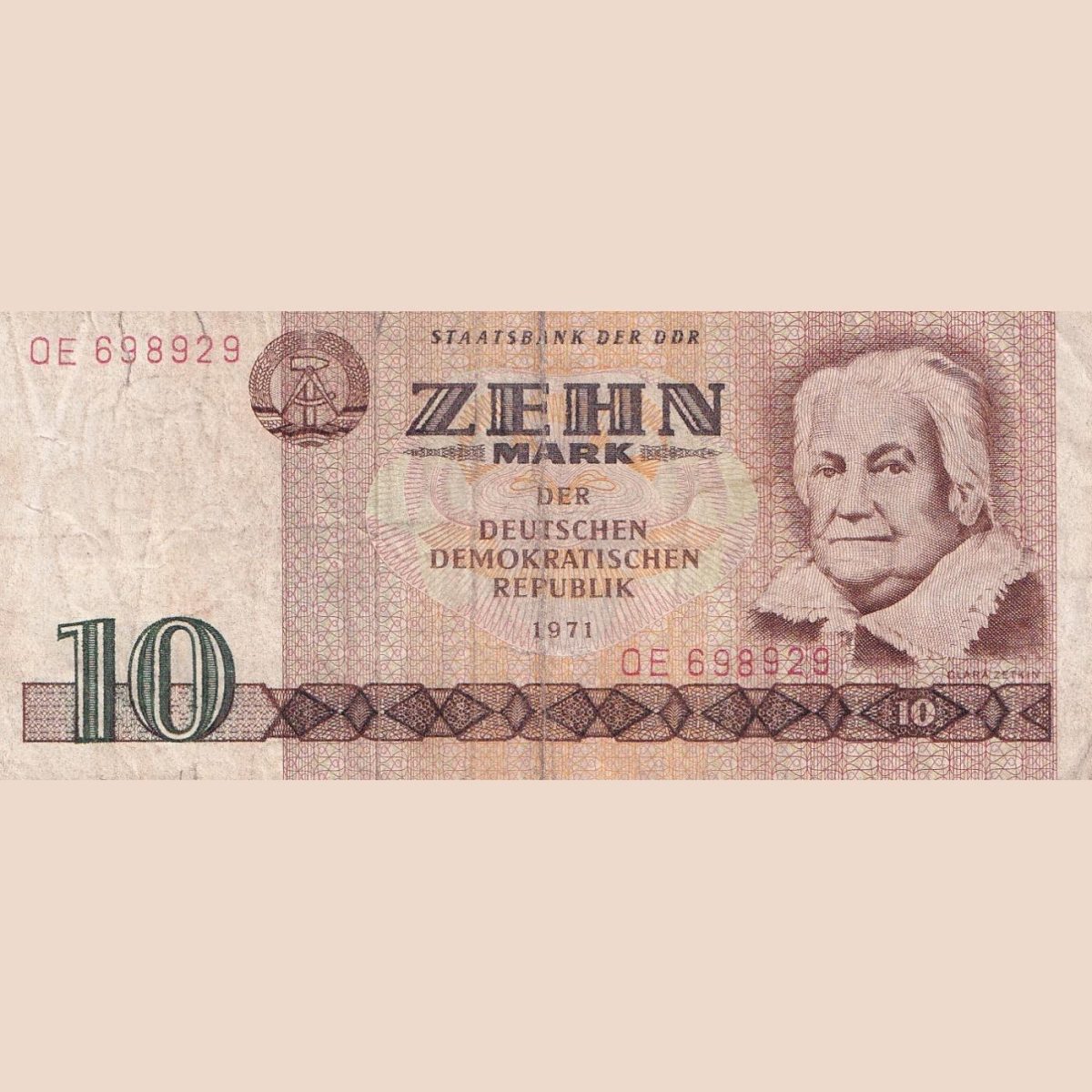 Zehn Mark 10 Deutschen Demokratischen Rare Lowest Price Bank Note ...