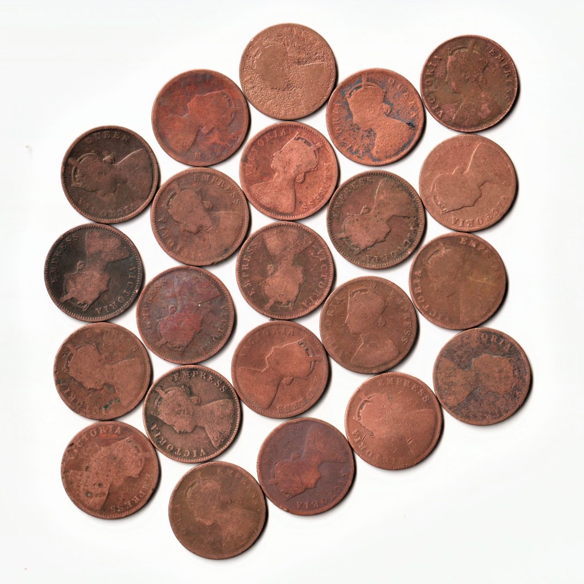 22 Different One Quarter Anna 1862 to 1901 Copper Coin Set of Queen ...