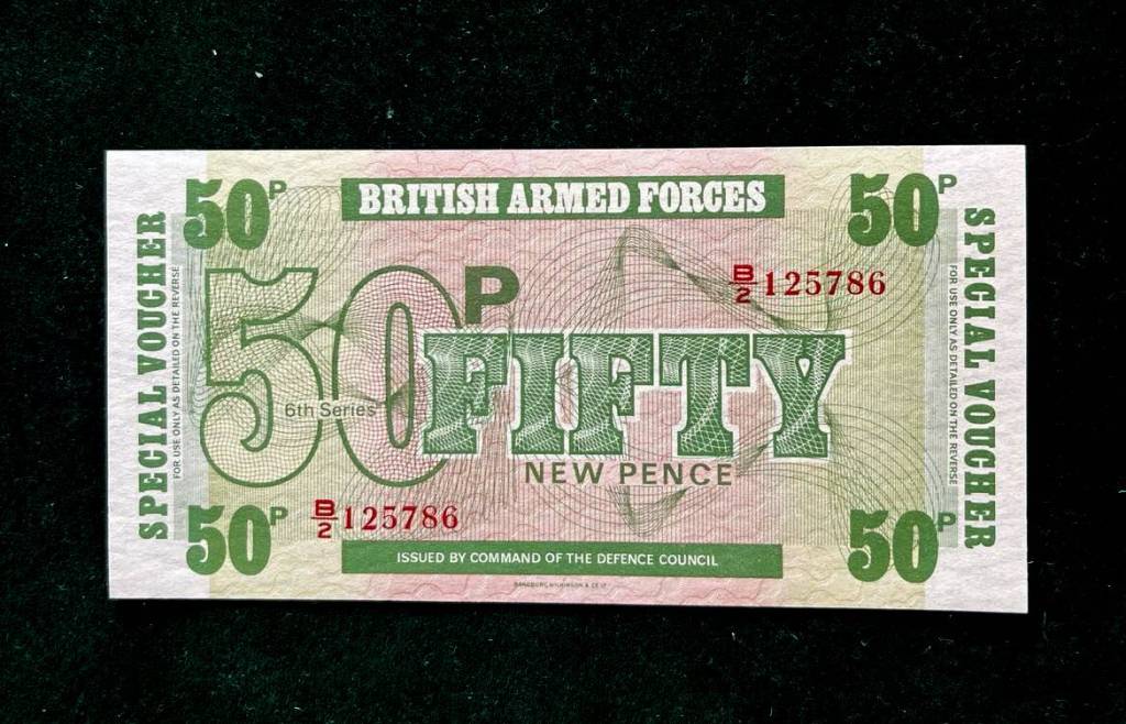 GREAT BRITAIN-BRITISH ARMED FORCES 50 NEW PENCE World Bank note Series ...
