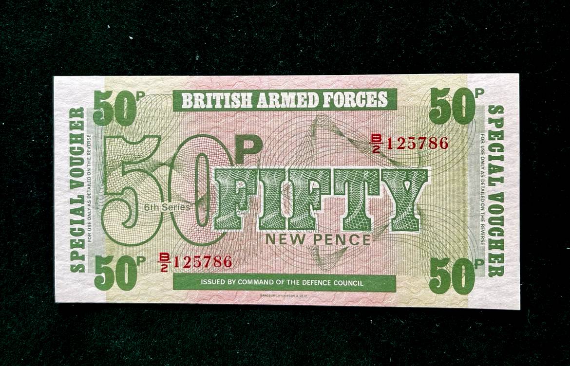 GREAT BRITAIN-BRITISH ARMED FORCES 50 NEW PENCE World Bank note Series ...