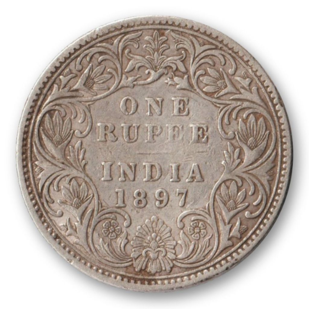 Extremely Rare One Rupee 1897 Silver Coin of Bombay Mint Mark B Incused ...