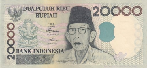 Lord Ganesha Portrait on Indonesia 20000 Rupiah of 1998 Unc Note Rare ...