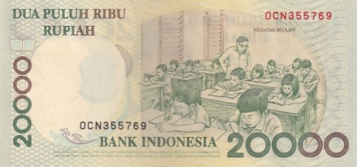 Lord Ganesha Portrait on Indonesia 20000 Rupiah of 1998 Unc Note Rare ...