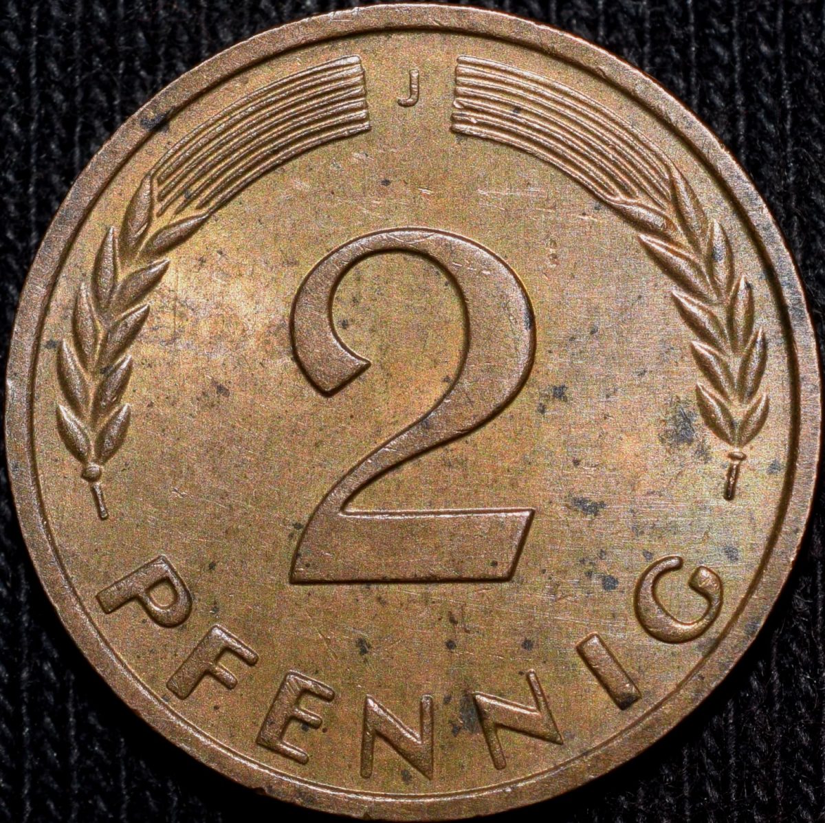 Brass 2 Pfennig of Germany (AD 1967) with Oak Sapling About UNC Grade ...