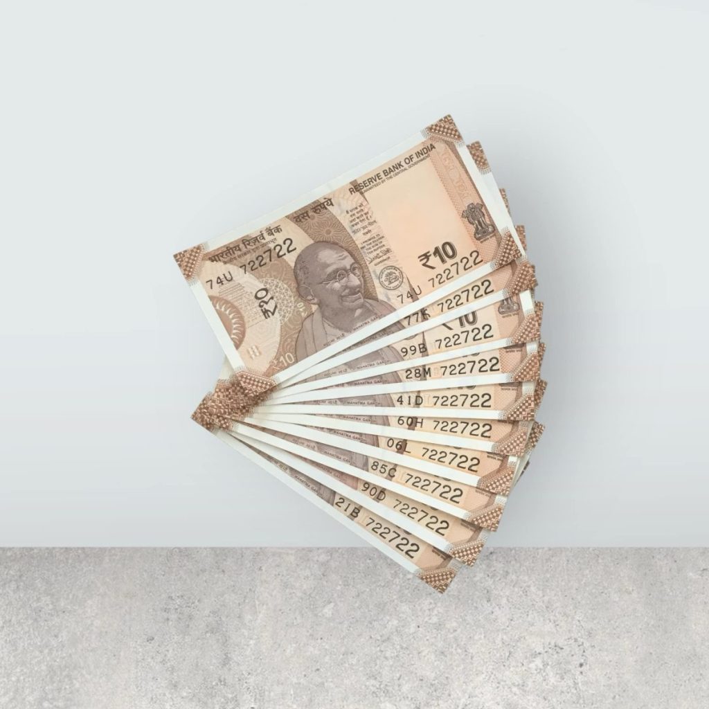 RS 10/- INDIA BANK NOTE SEMI FANCY 10 NOTE SAME NUMBER SET 722722 ...