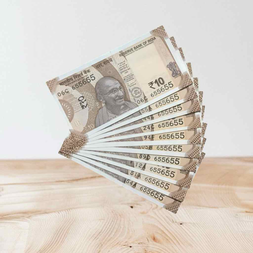 RS 10/- INDIA BANK NOTE SEMI FANCY 10 NOTE SAME NUMBER SET 655655 ...