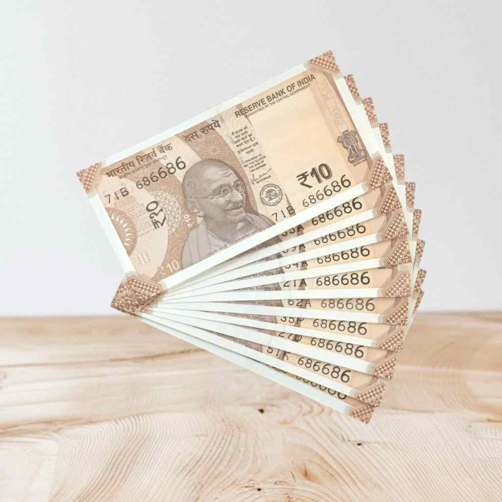 RS 10/- INDIA BANK NOTE SEMI FANCY 10 NOTE SAME NUMBER SET 686686 ...