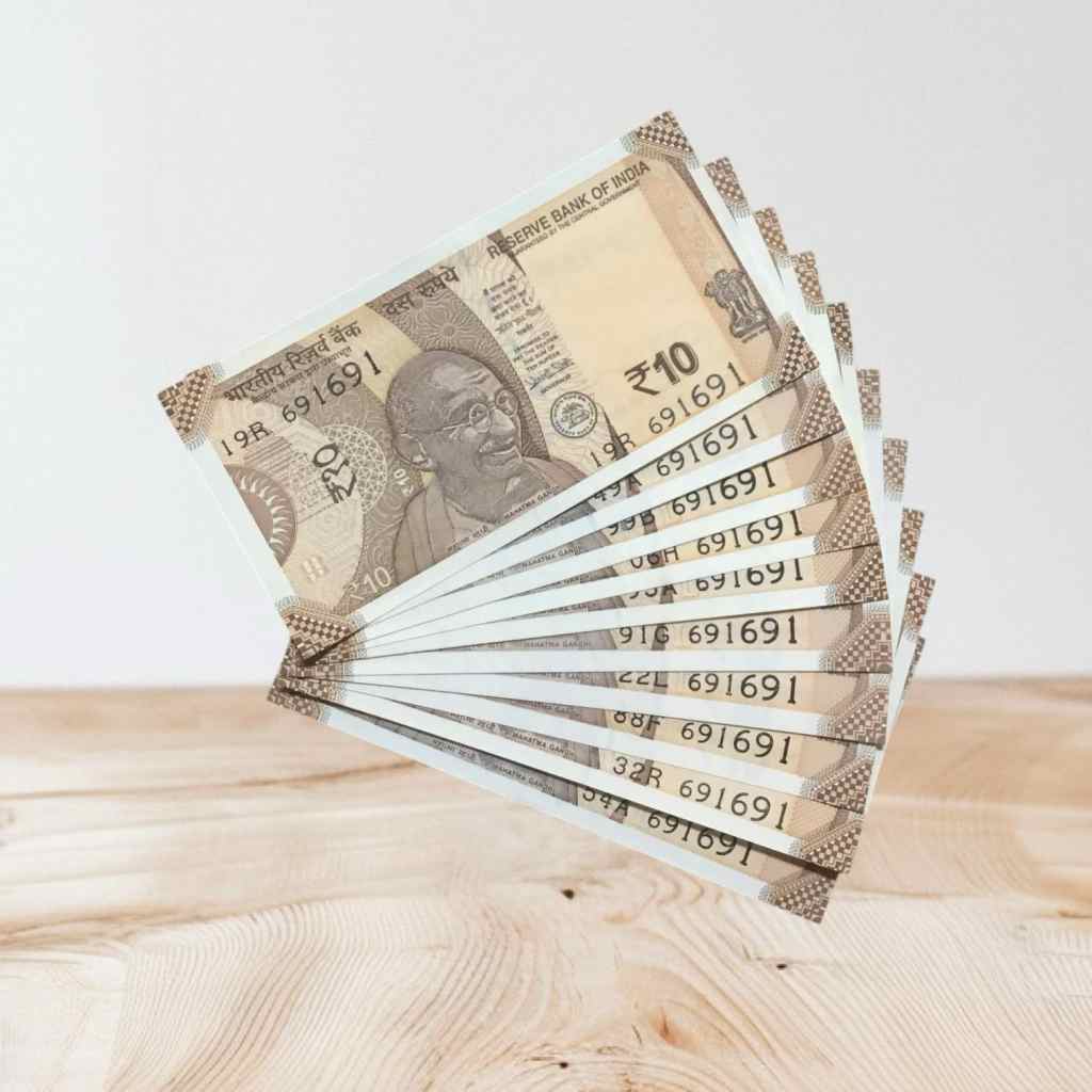 RS 10/- INDIA BANK NOTE SEMI FANCY 10 NOTE SAME NUMBER SET 691691 ...