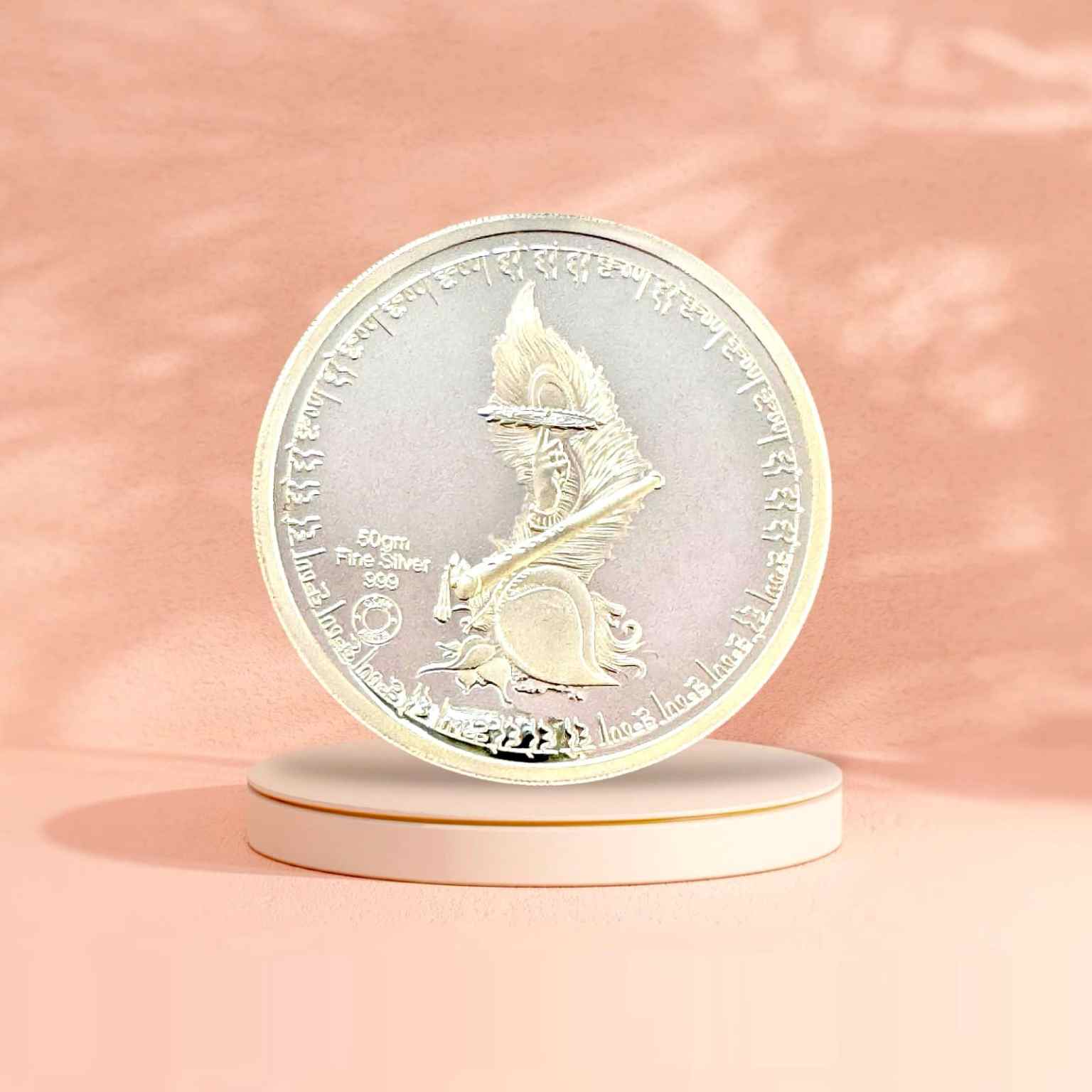 50 Gram Pure 999 Silver Color Coin Krishna Radha Shubh Labh Very Unique ...