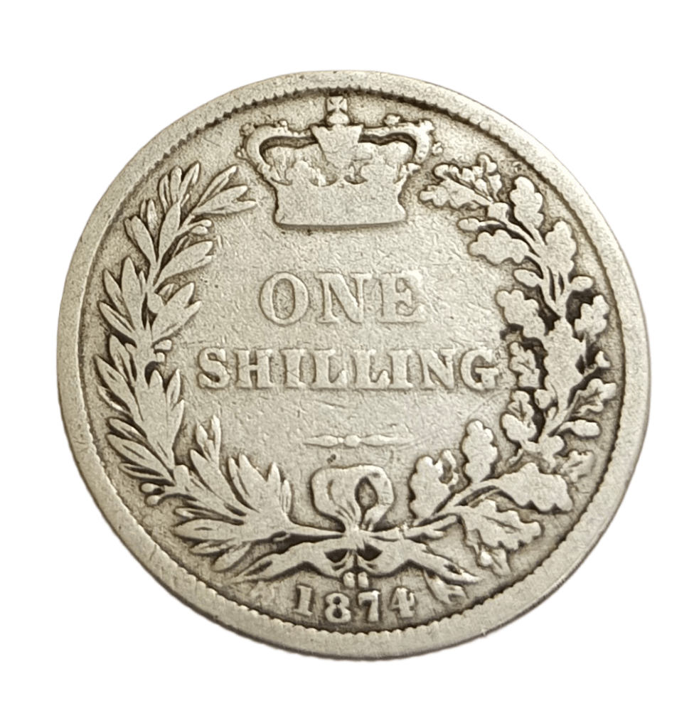 GREAT BRITAIN Silver ONE SHILLINGS Year 1874 Queen VICTORIA **V.SCARE ...
