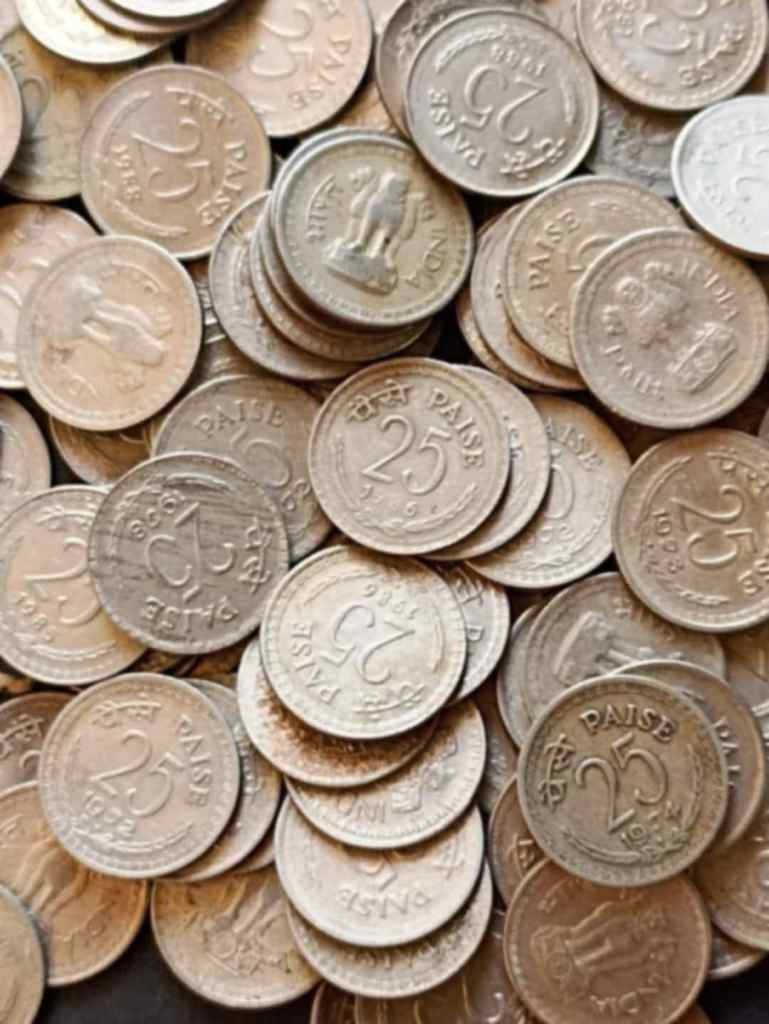 India Denomination 25 paise Mix date Mix mint 1080₹ 100 piece ...