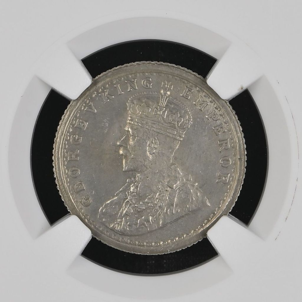 Extremely Rare 1/4 Rupee 1911 of George V King NCG Graded MS62 British ...