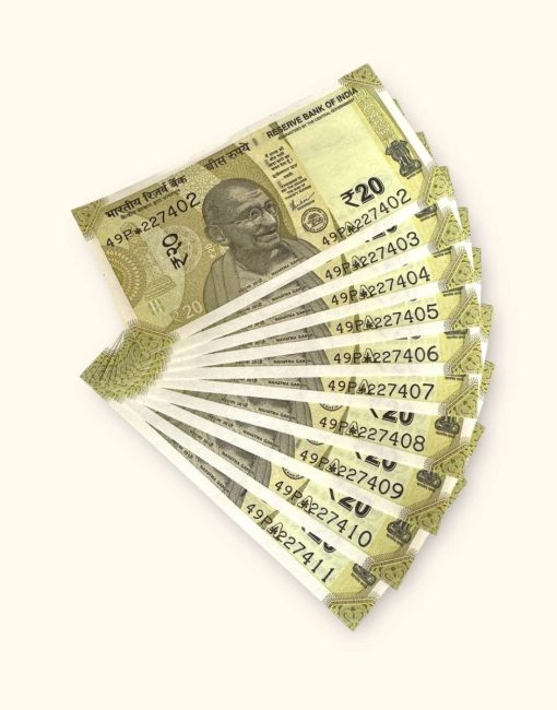 Rs 20 India Banknote Latest Star Issue Inset “A” Prefix 49P Unique and ...