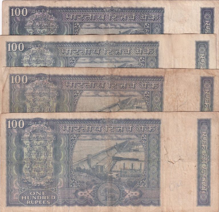 4 DIFFERENT GOVERNOR COMPLETE SET OLD ISSUE 100 RUPEES RARE (4 NOTE SET ...