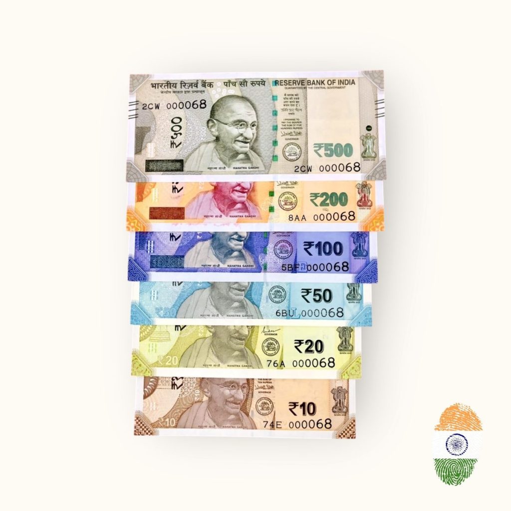 Rs 10 to 500 India Banknote Solid Fancy Set 000068 Gem Unc Unique ...