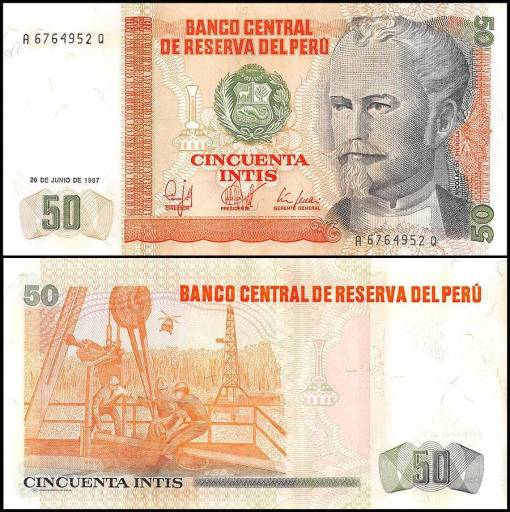 Peru 50 Intis Banknote 1987 P131b UNC Unique and Rare – Coinbazzar.com