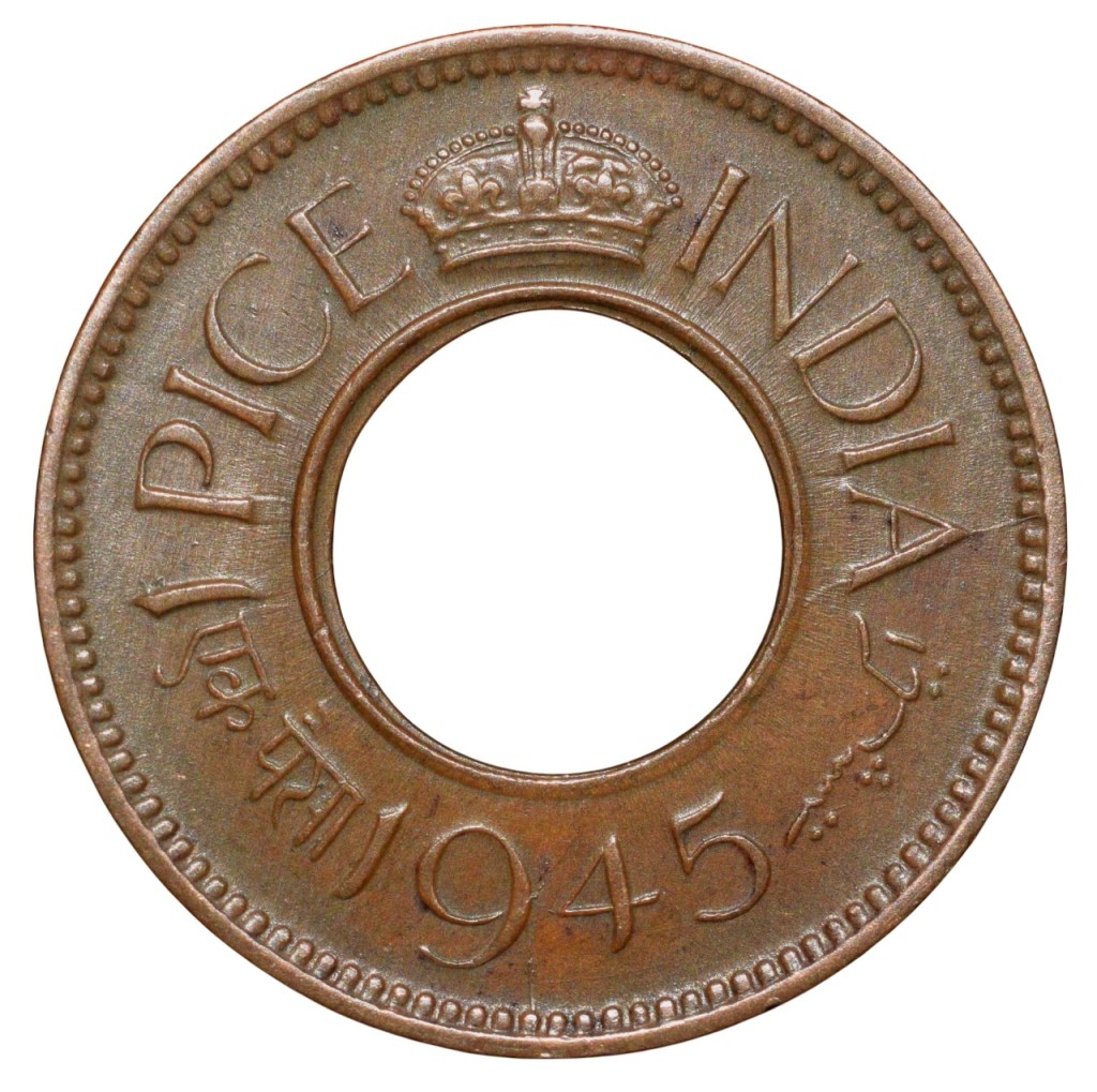 Bronze 1 Pice of George VI (AD 1945) of Calcutta Mint Flat Crown Type ...