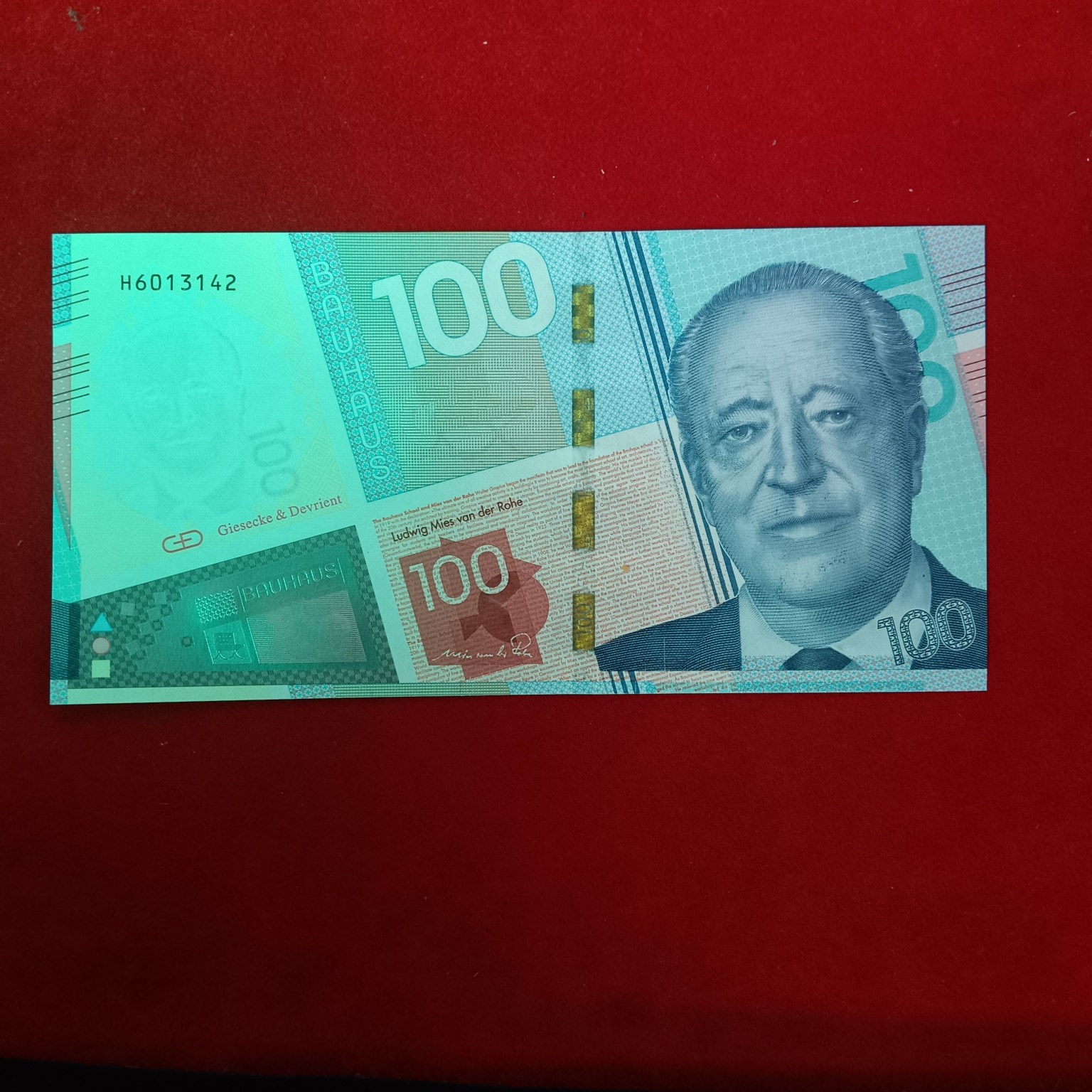 Extremely Rare G&D Test Note G&D Germany – “Bauhaus 100” Intaglio ...