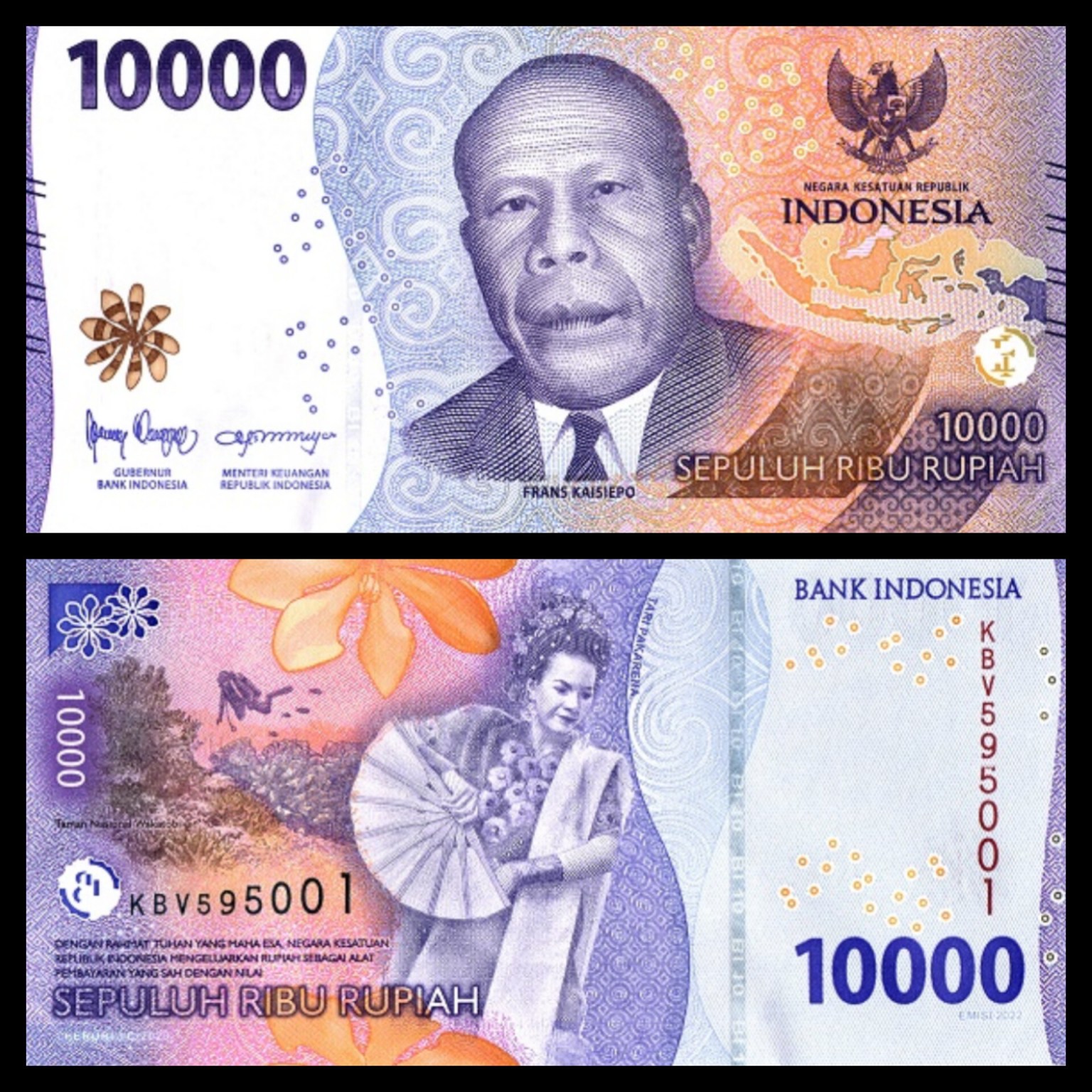 Indonesia 10000 Rupiah World Banknote 2022 P155f UNC Unique and Rare ...