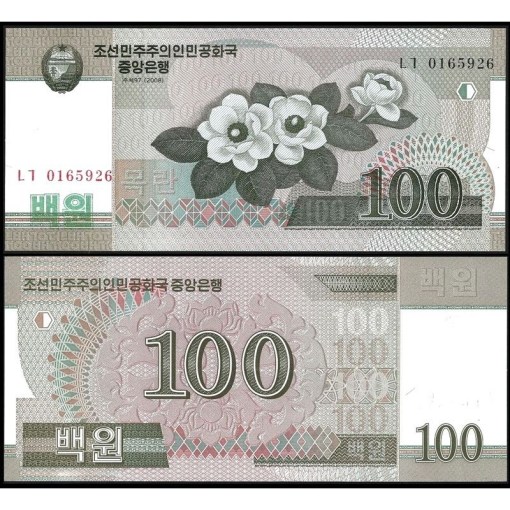 North Korea 100 Won Banknote Year 2008 UNC Unique and Rare – Coinbazzar.com