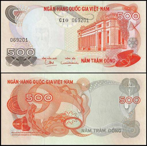 South Vietnam 500 Dong Banknote 1970 ND P28 UNC Unique and Rare ...
