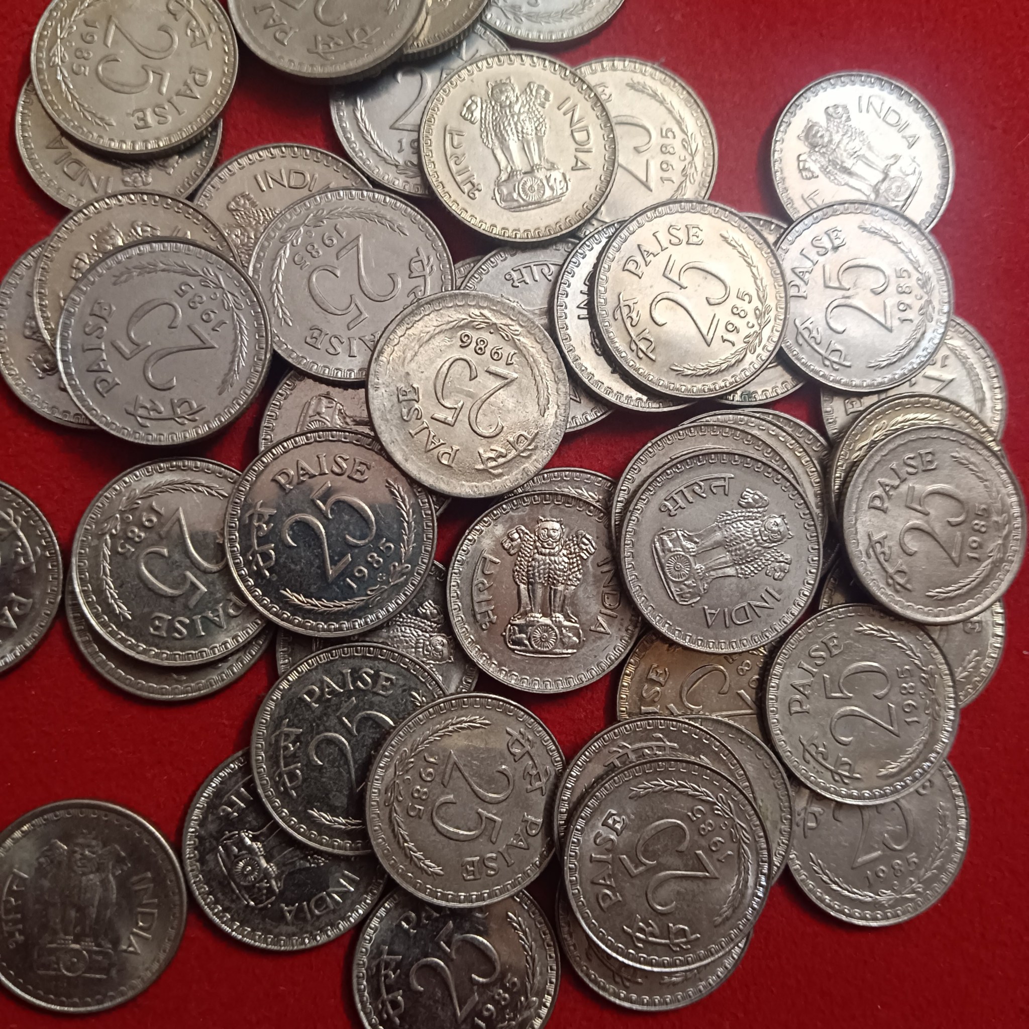 25 Paise Copper Nickel Coins 50 Pcs Given Gem Unc Condition ...