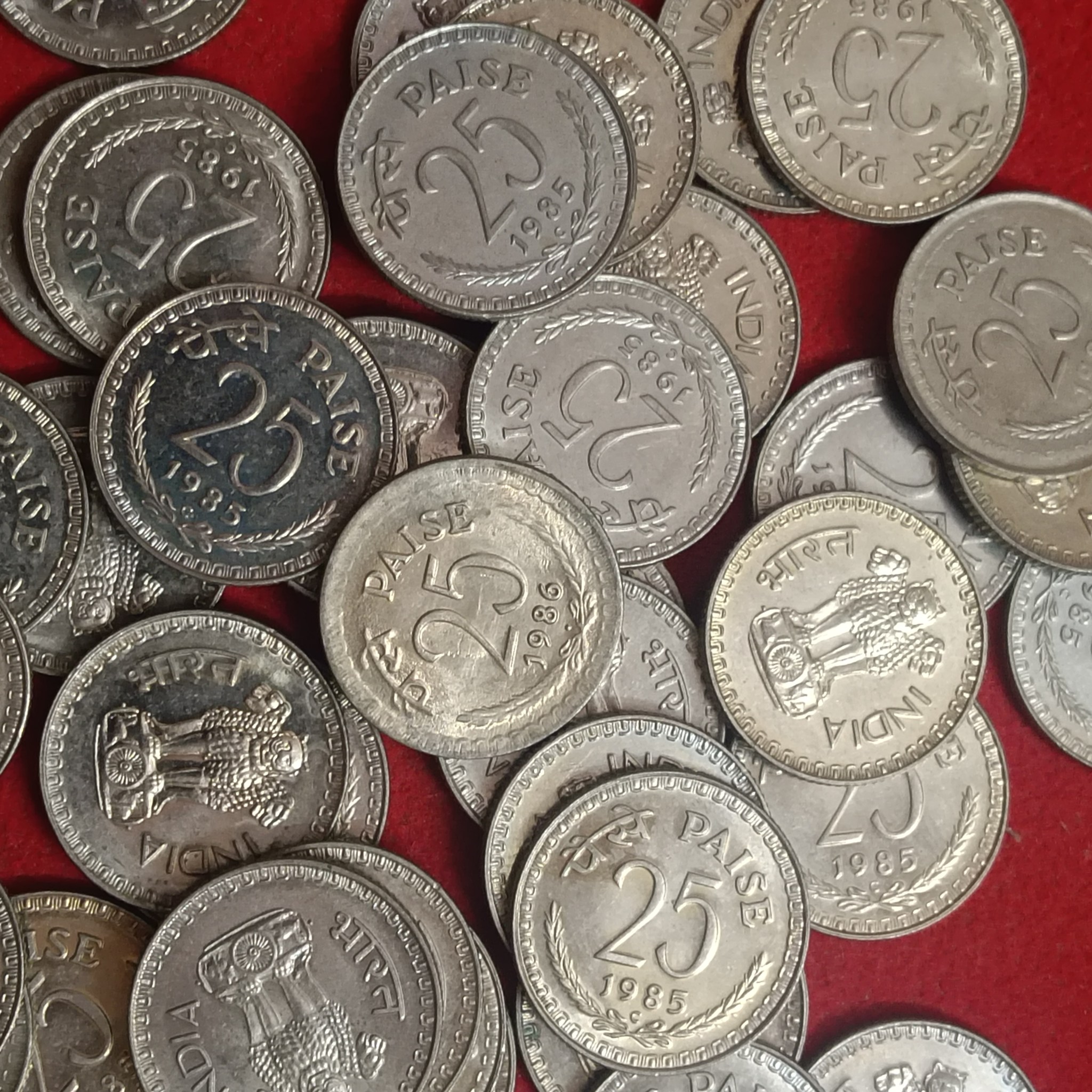 25 Paise Copper Nickel Coins 50 Pcs Given Gem Unc Condition ...
