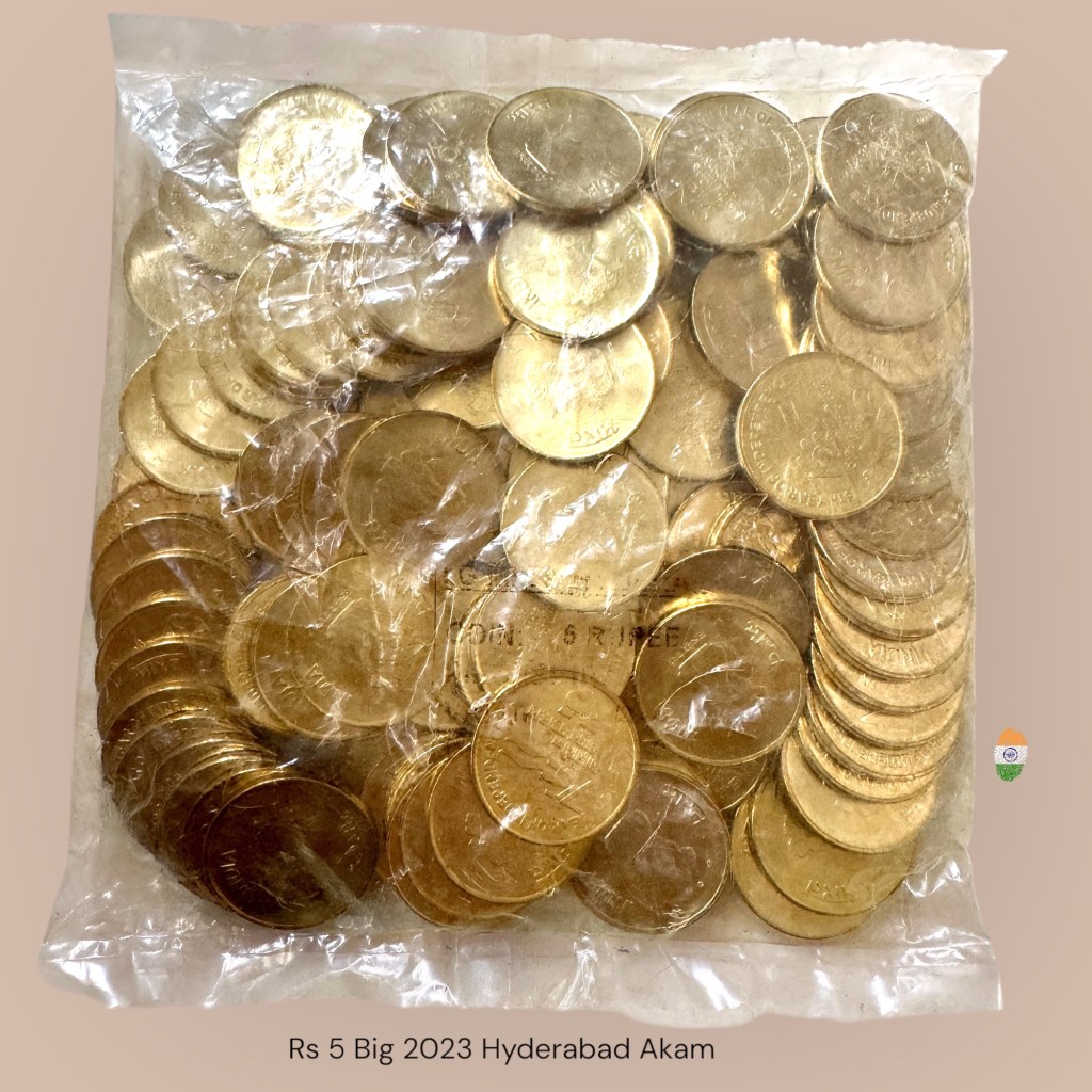 Rs 5 Rupee Akam New Coin RBI 100 Coin 75 Year Of Independence Packet ...