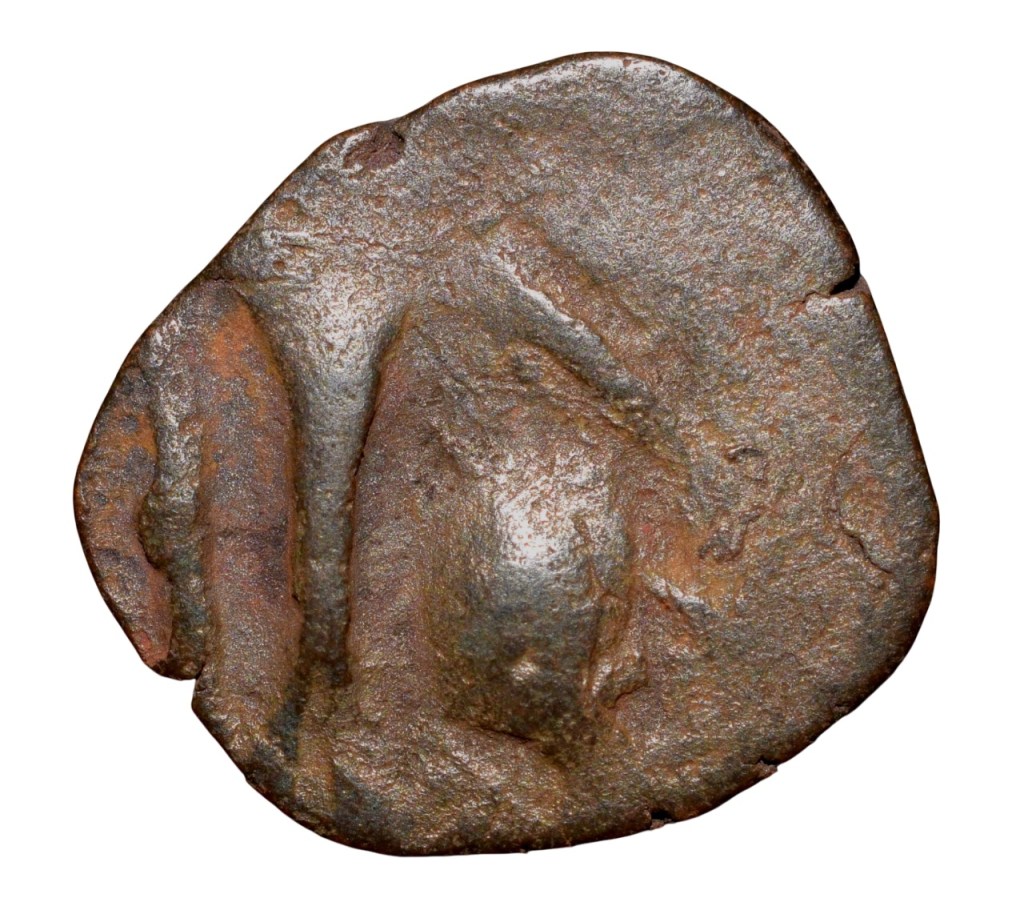 Copper Fractional Unit of Vasudev (AD 190-230) of Kushan Dynasty with ...