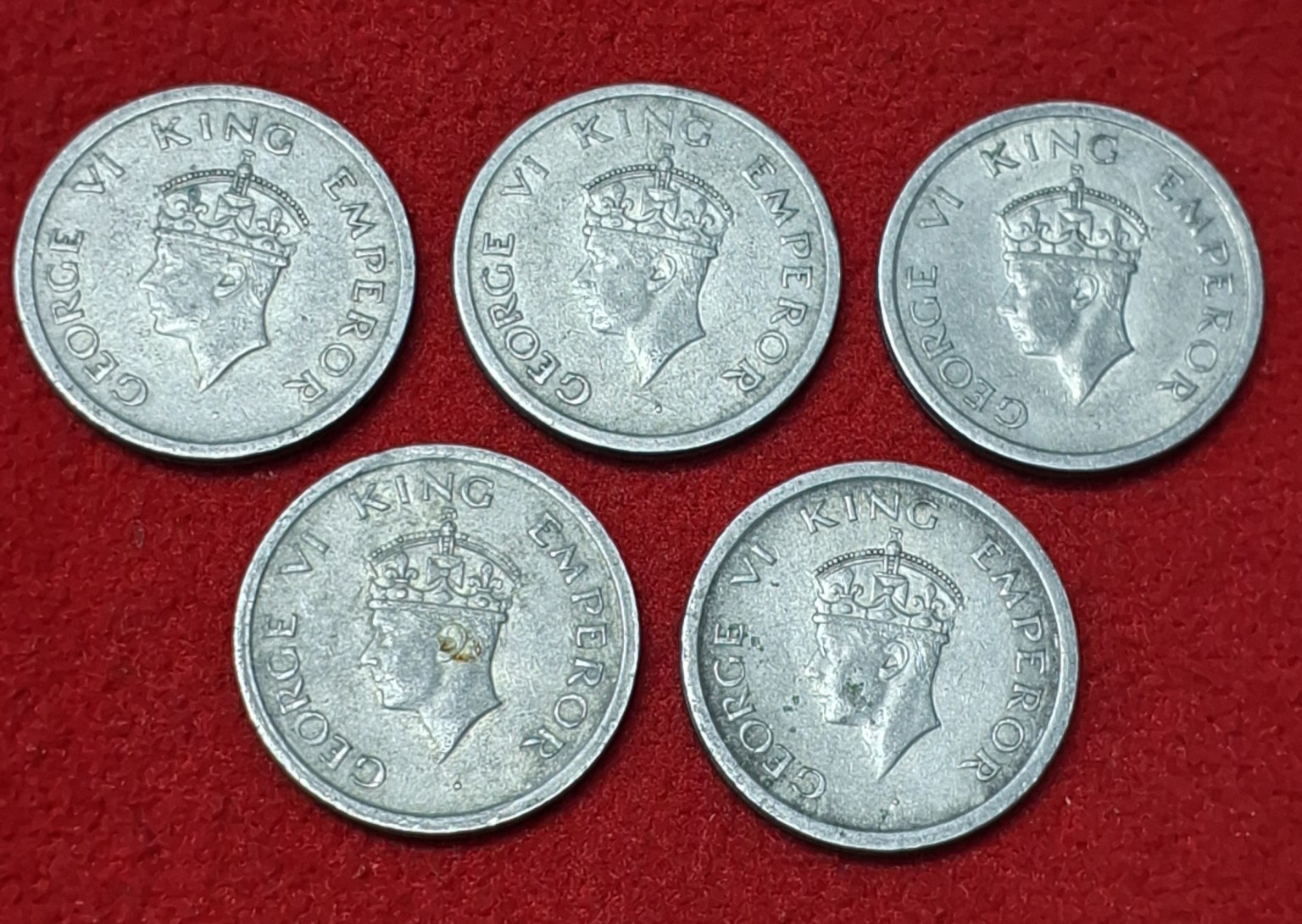 ONE RUPEE 1947 GEORGE VI KING EMPEROR COIN 5 COIN SET - Coinbazzar.com