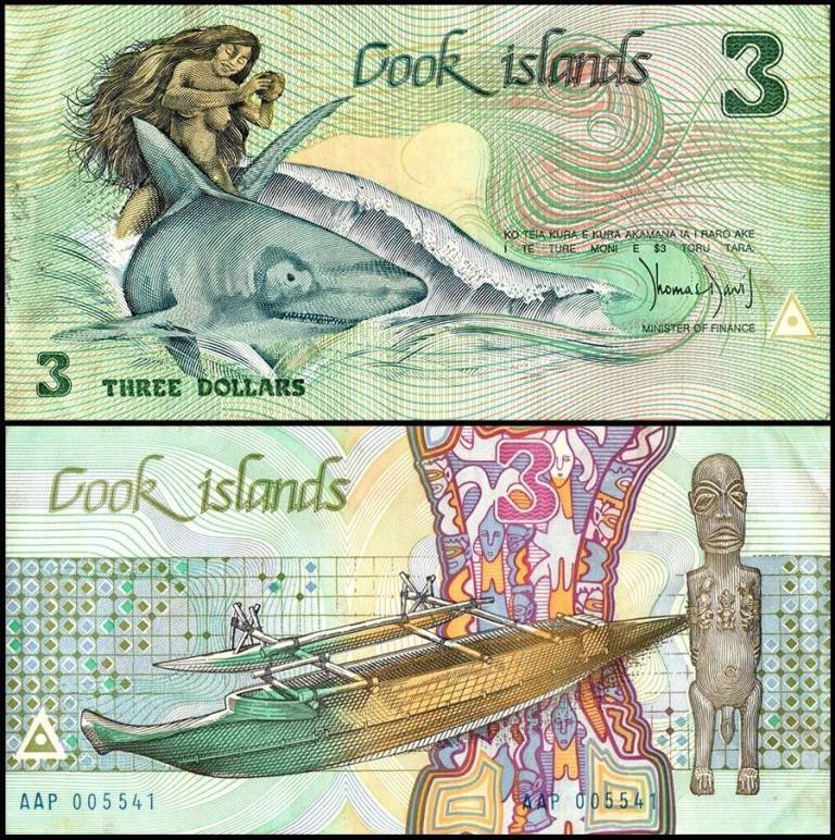 Cook Islands 3 Dollars World Banknote Collection Gem UNC Unique and ...