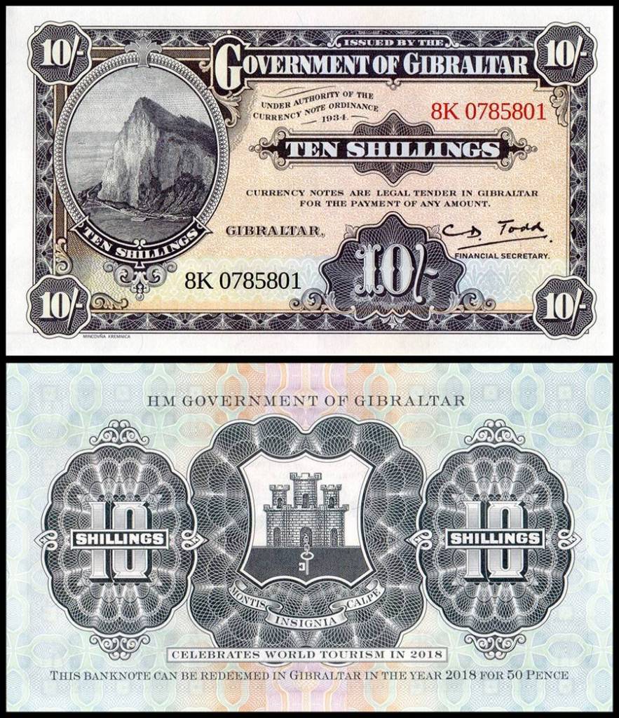 Gibraltar 10 Shillings Banknote 2018 P41 UNC Commemorative Celebration ...