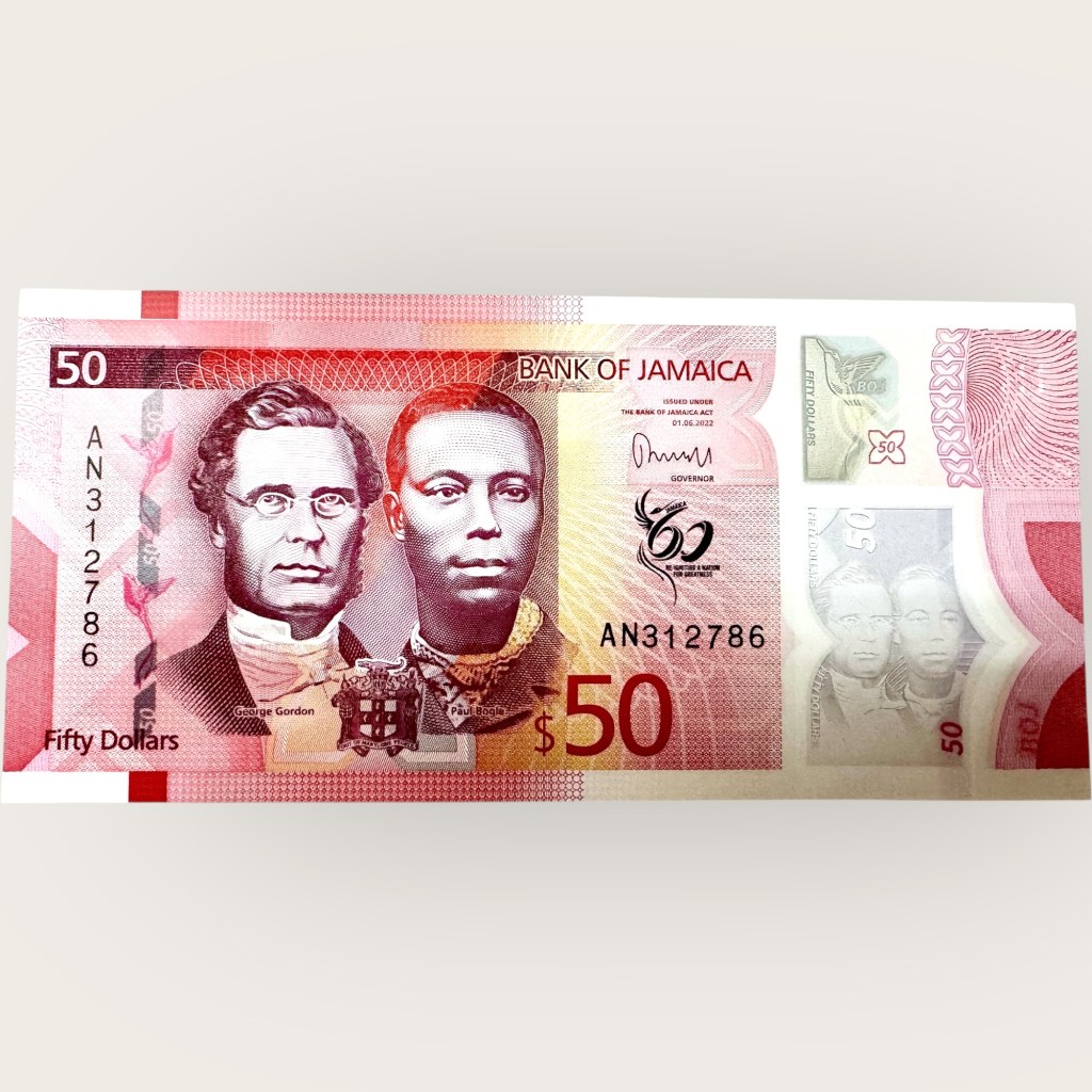 Jamaica 50 Dollars Polymer 2022 Issue World Banknote Ending 786 Series ...