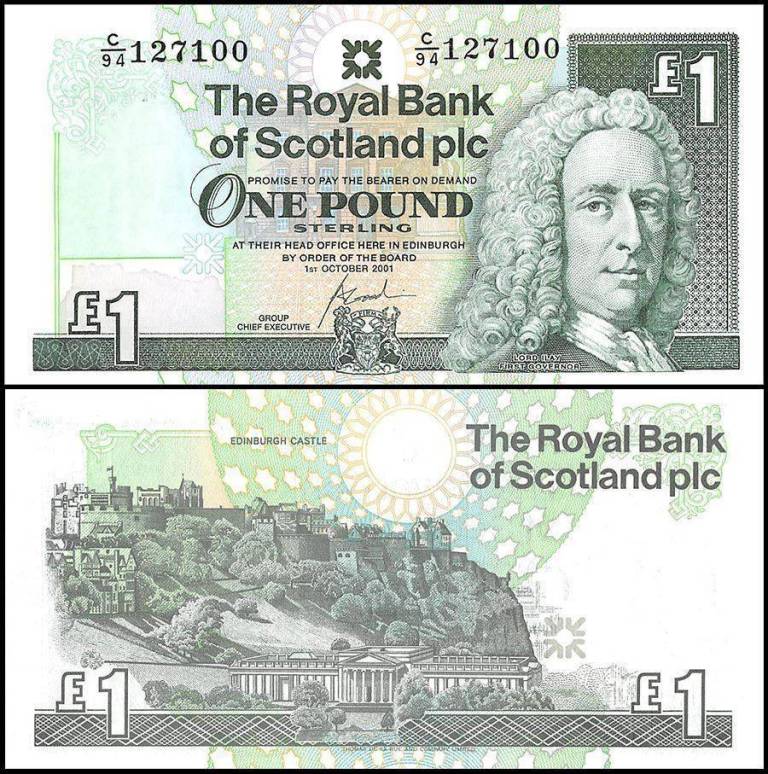 Scotland Royal Bank of Scotland PLC 1 Pound Banknote 2001 P351e2 UNC ...