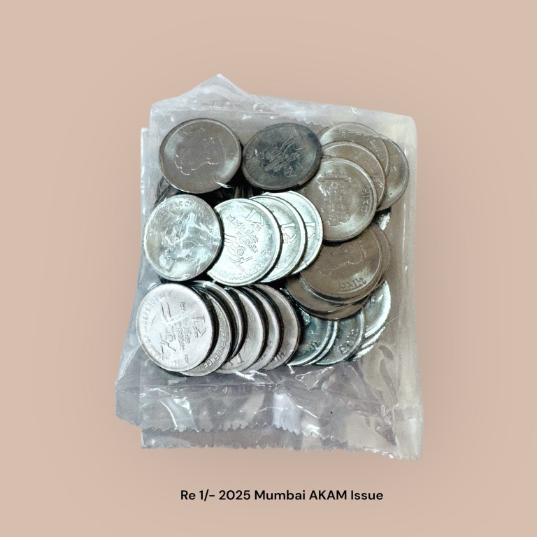 Latest New 1Rupees 2025 Mumbai Mint 50 Coin Seal Pouch Famous AKAM ...