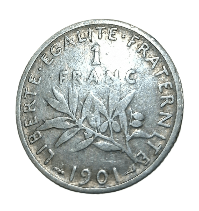FRANCE Silver ONE FRANC Year 1901 RAYMOND POINCARE OF FRANCE Weight= 5g ...